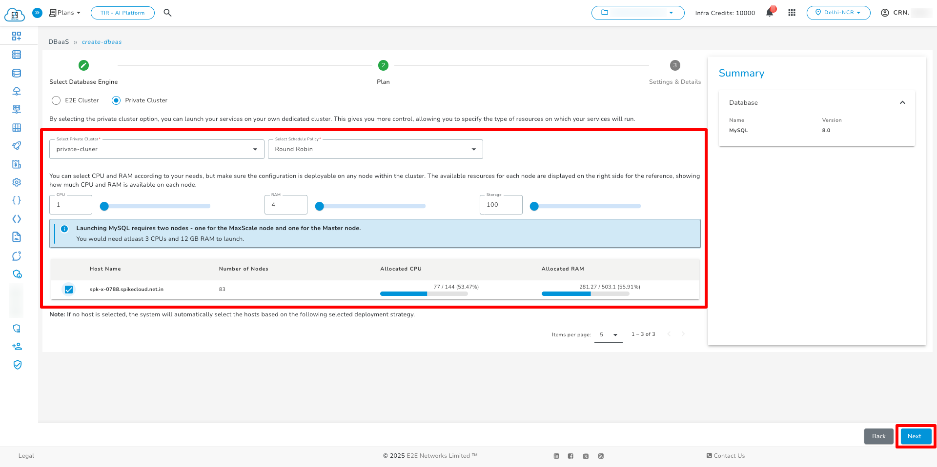 DBaaS in Private Cluster | E2E Cloud