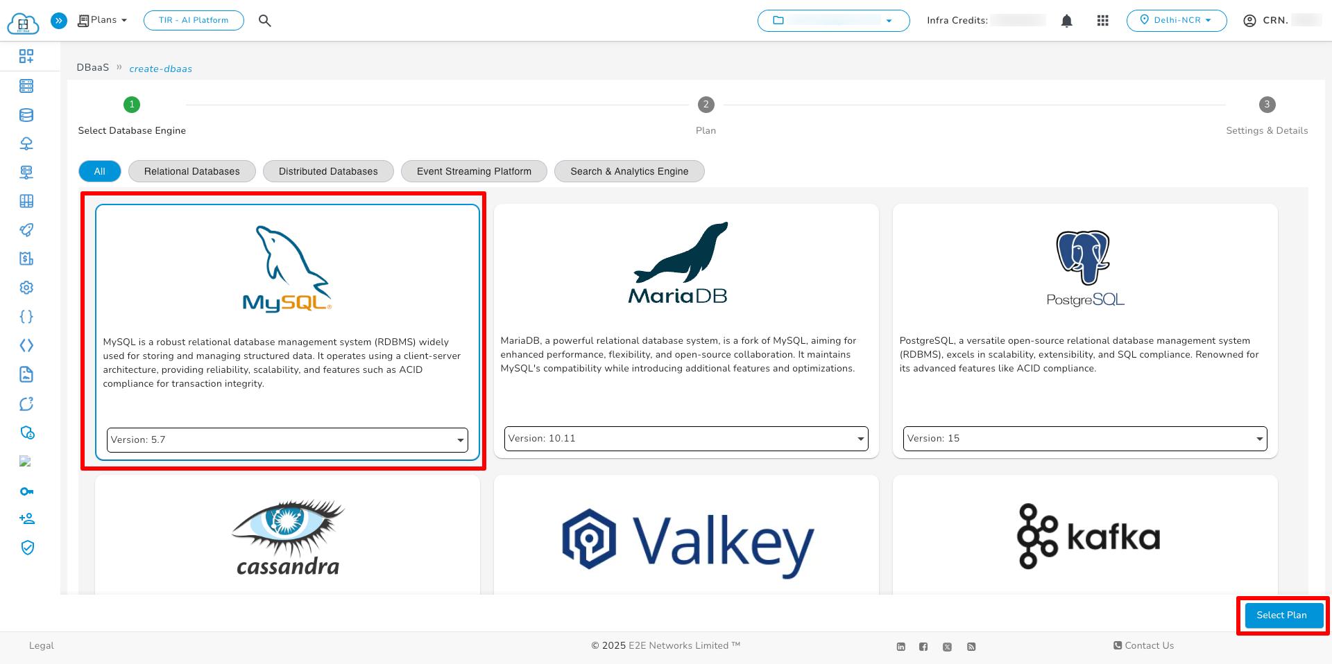 Create Encrypted DBaaS | E2E Cloud