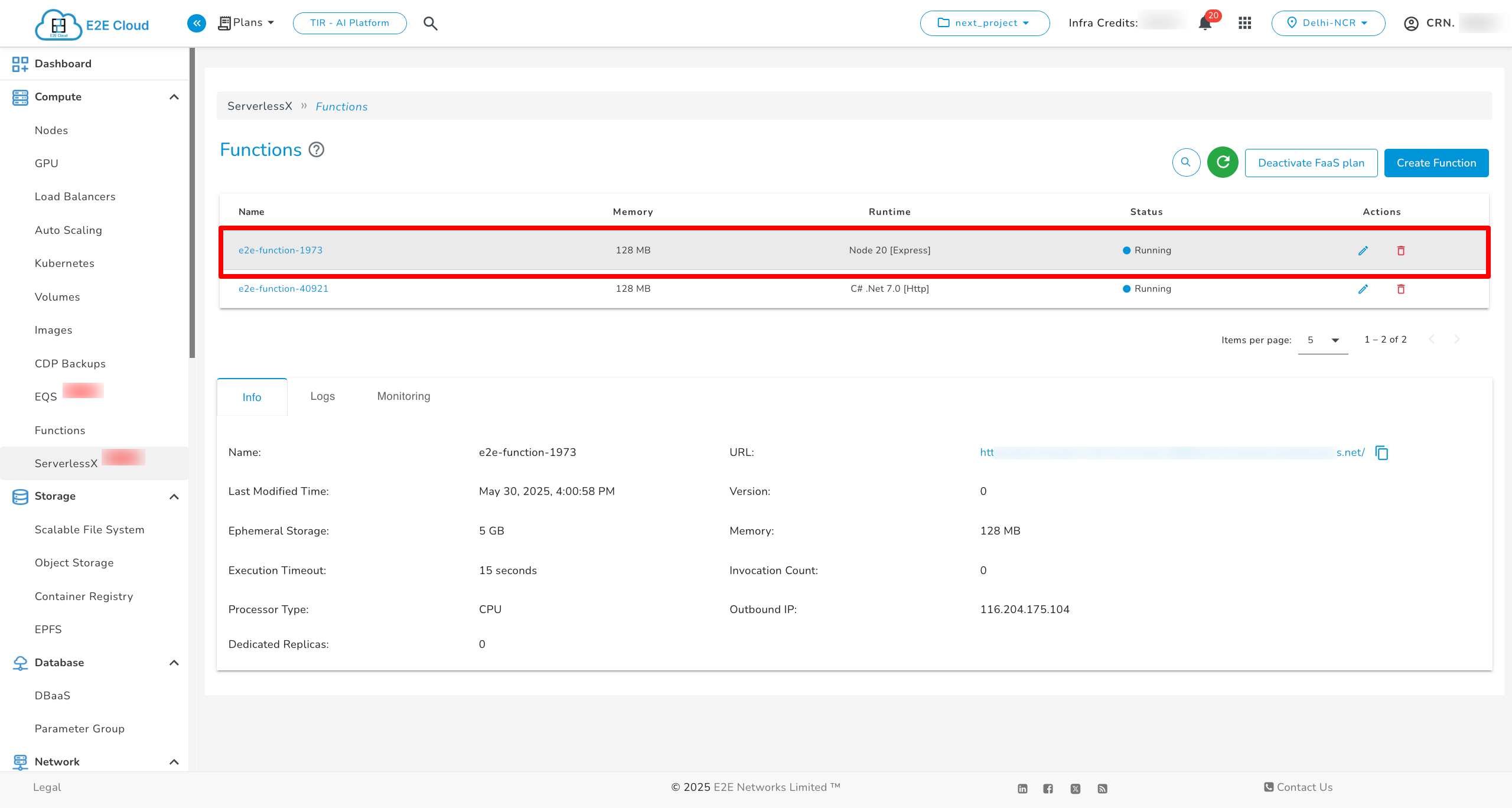ServerlessX (FaaS) | E2E Cloud