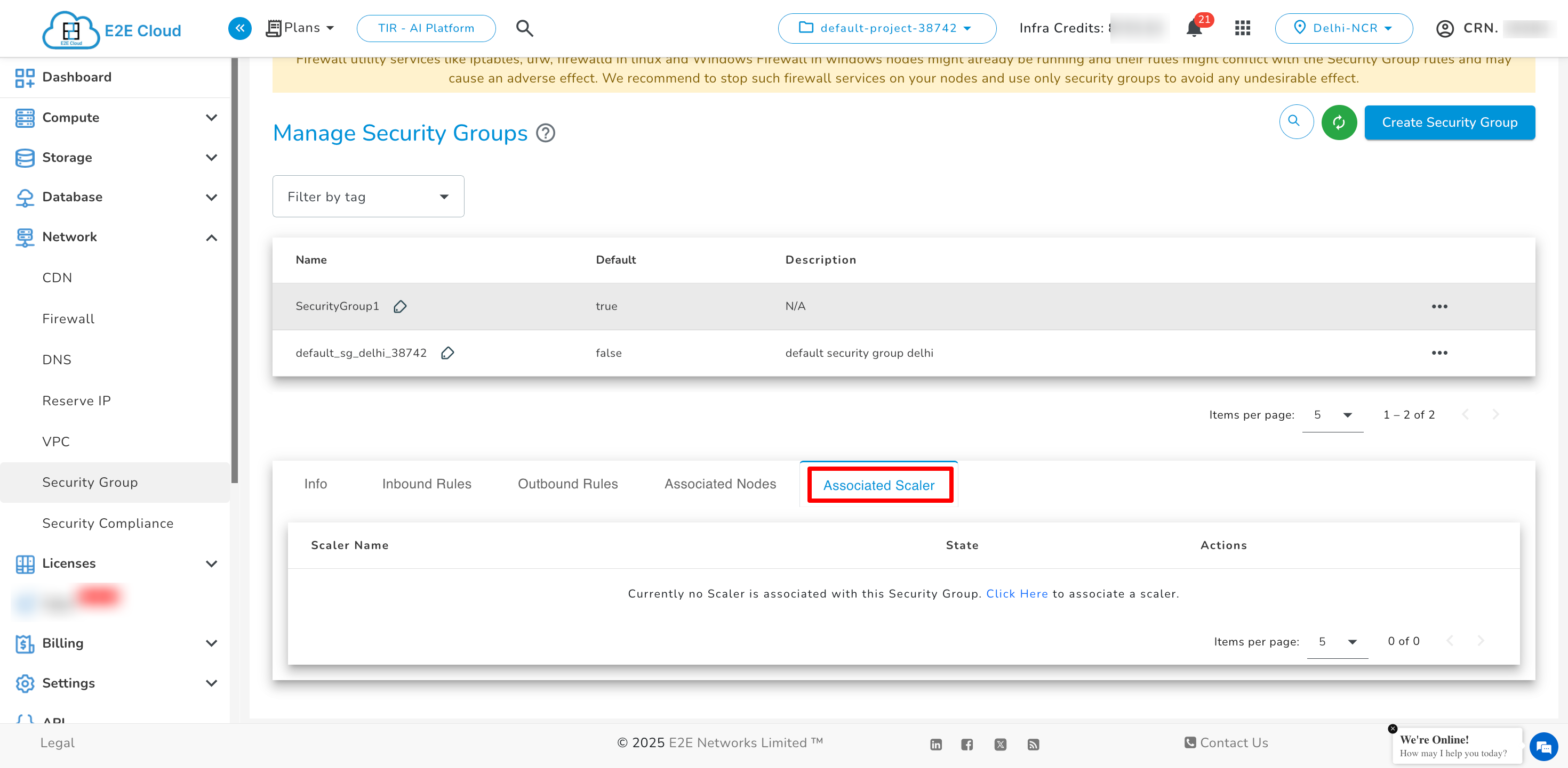 Security Group | E2E Cloud