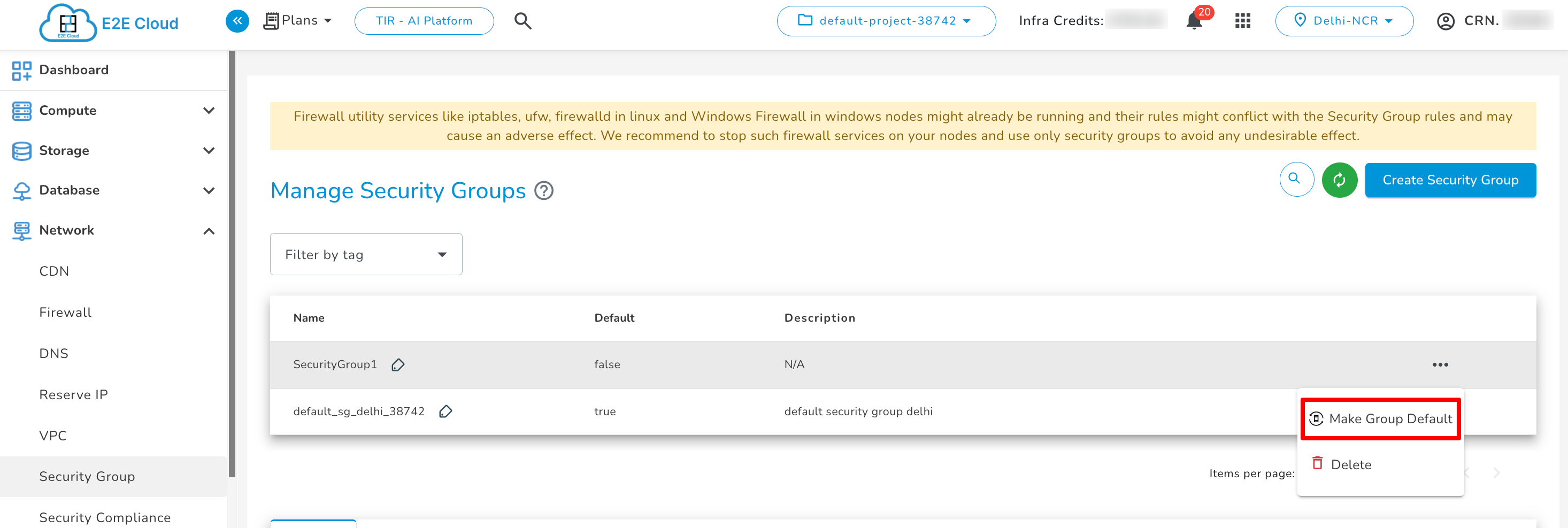 Security Group | E2E Cloud