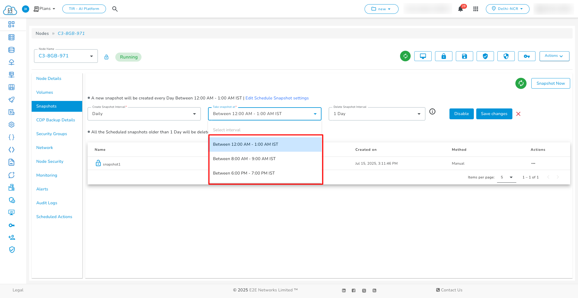 Snapshot | E2E Cloud