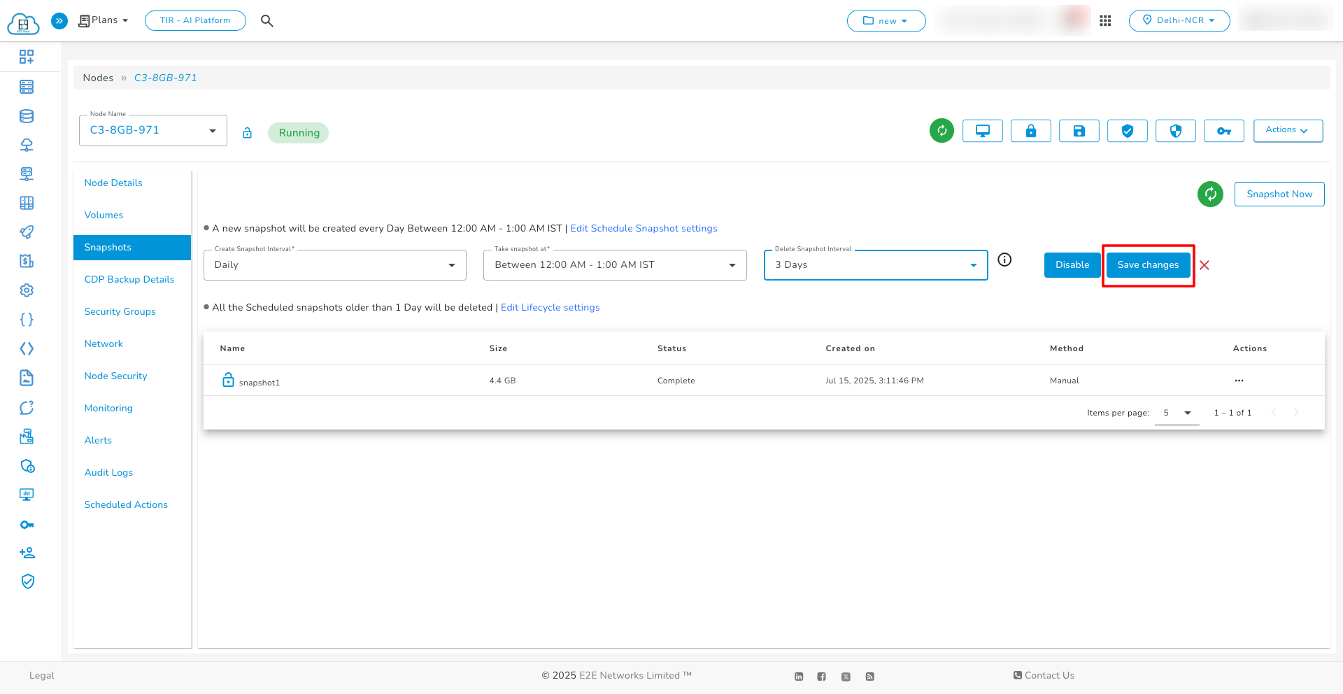 Snapshot | E2E Cloud