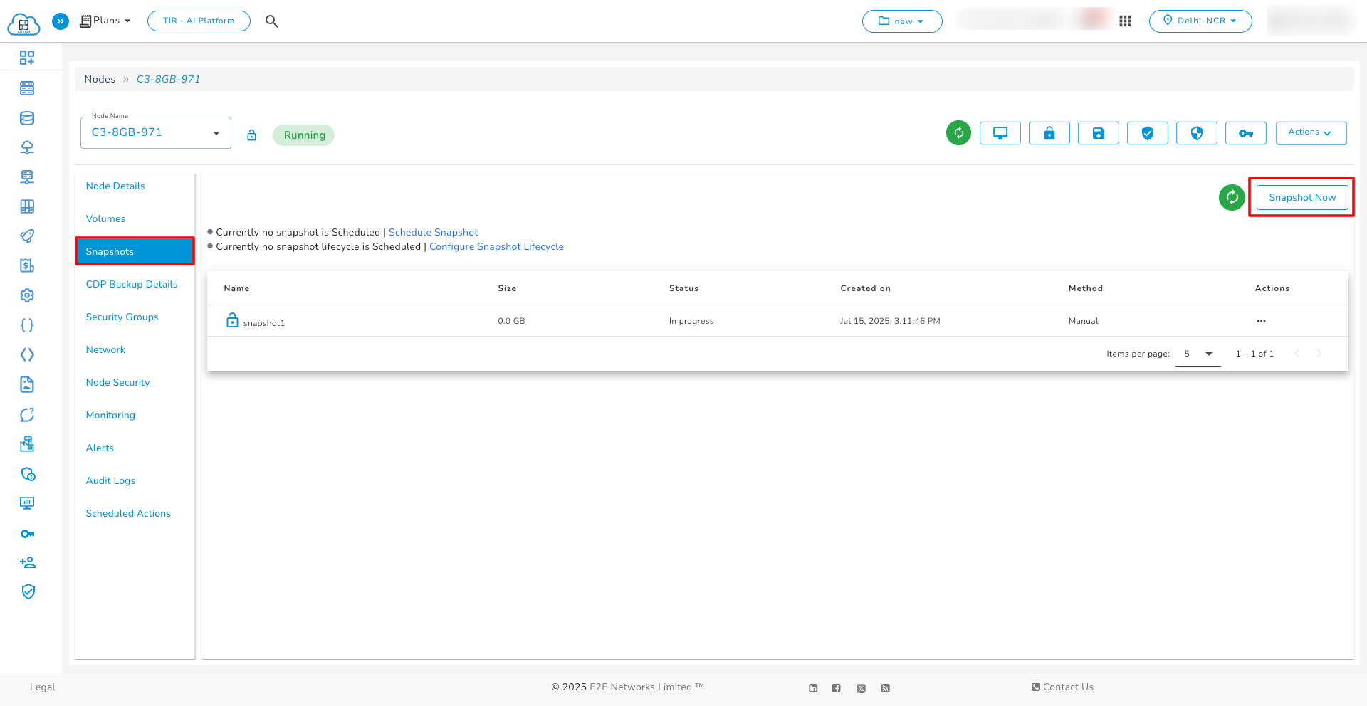 Snapshot | E2E Cloud