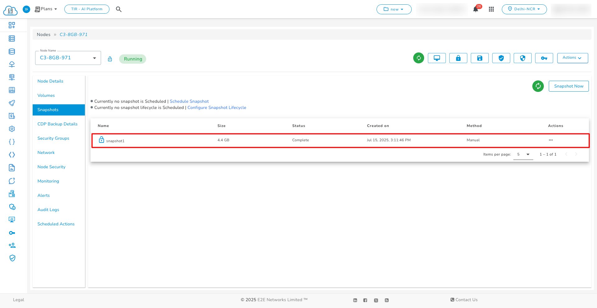 Snapshot | E2E Cloud