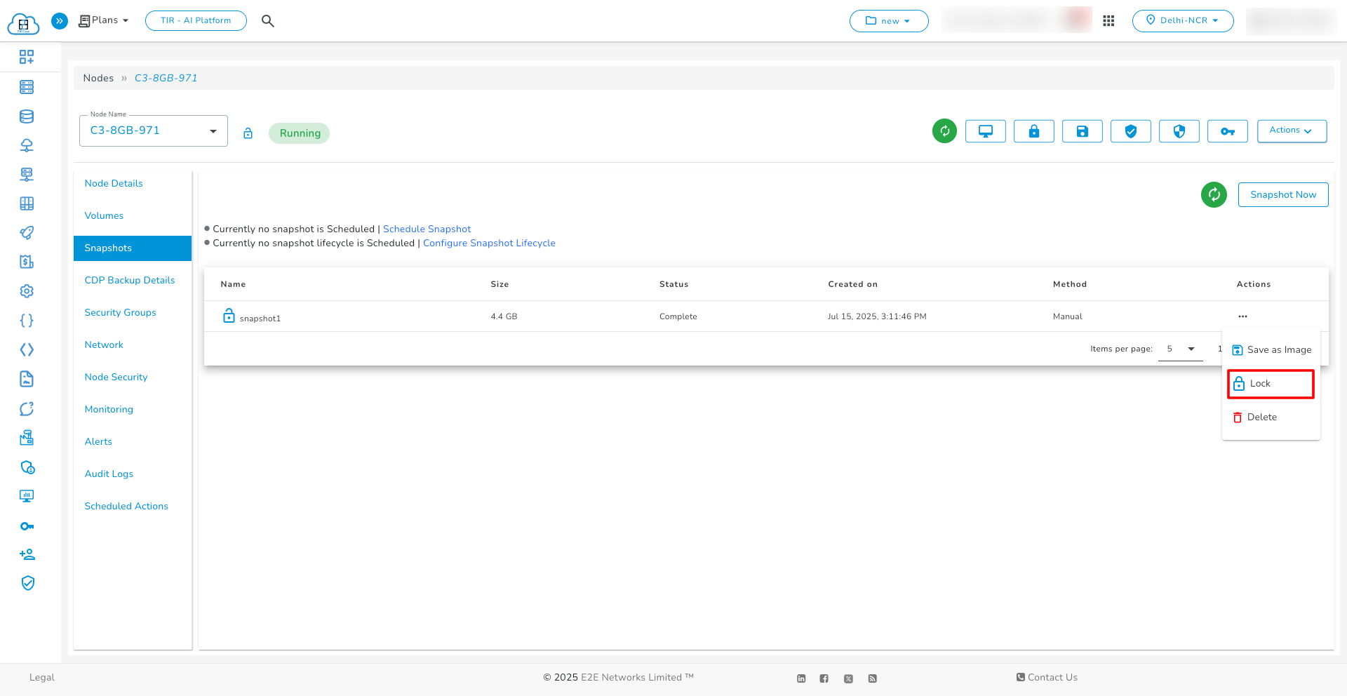 Snapshot | E2E Cloud