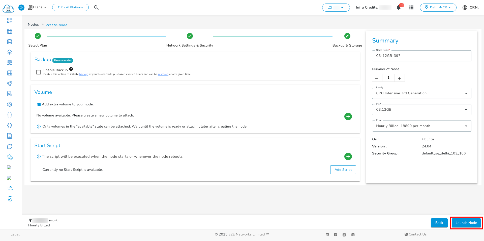 Create Encrypted Node | E2E Cloud