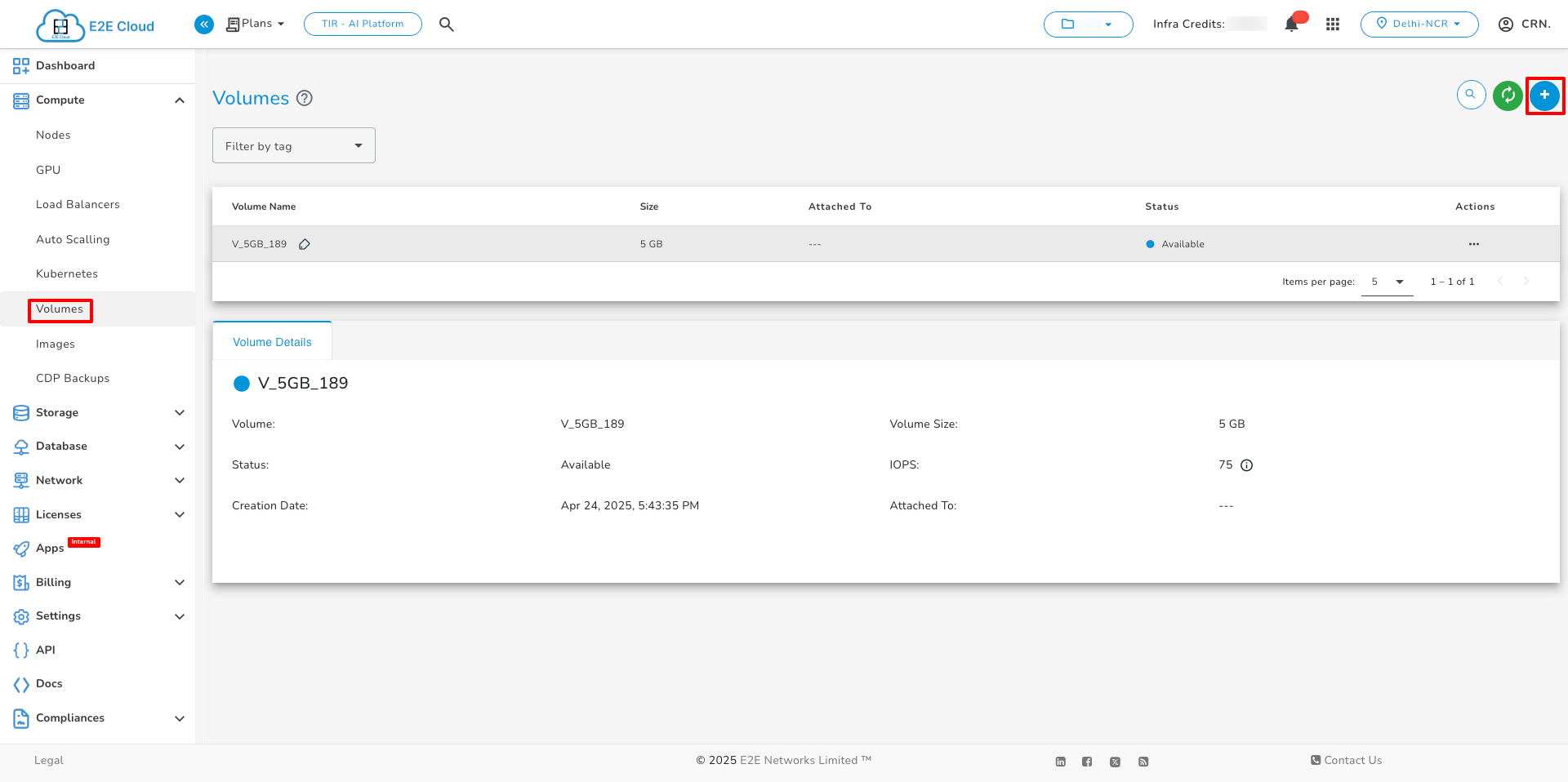 Create Encrypted Volume | E2E Cloud