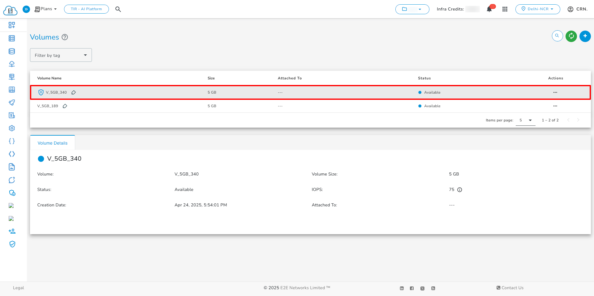 Create Encrypted Volume | E2E Cloud