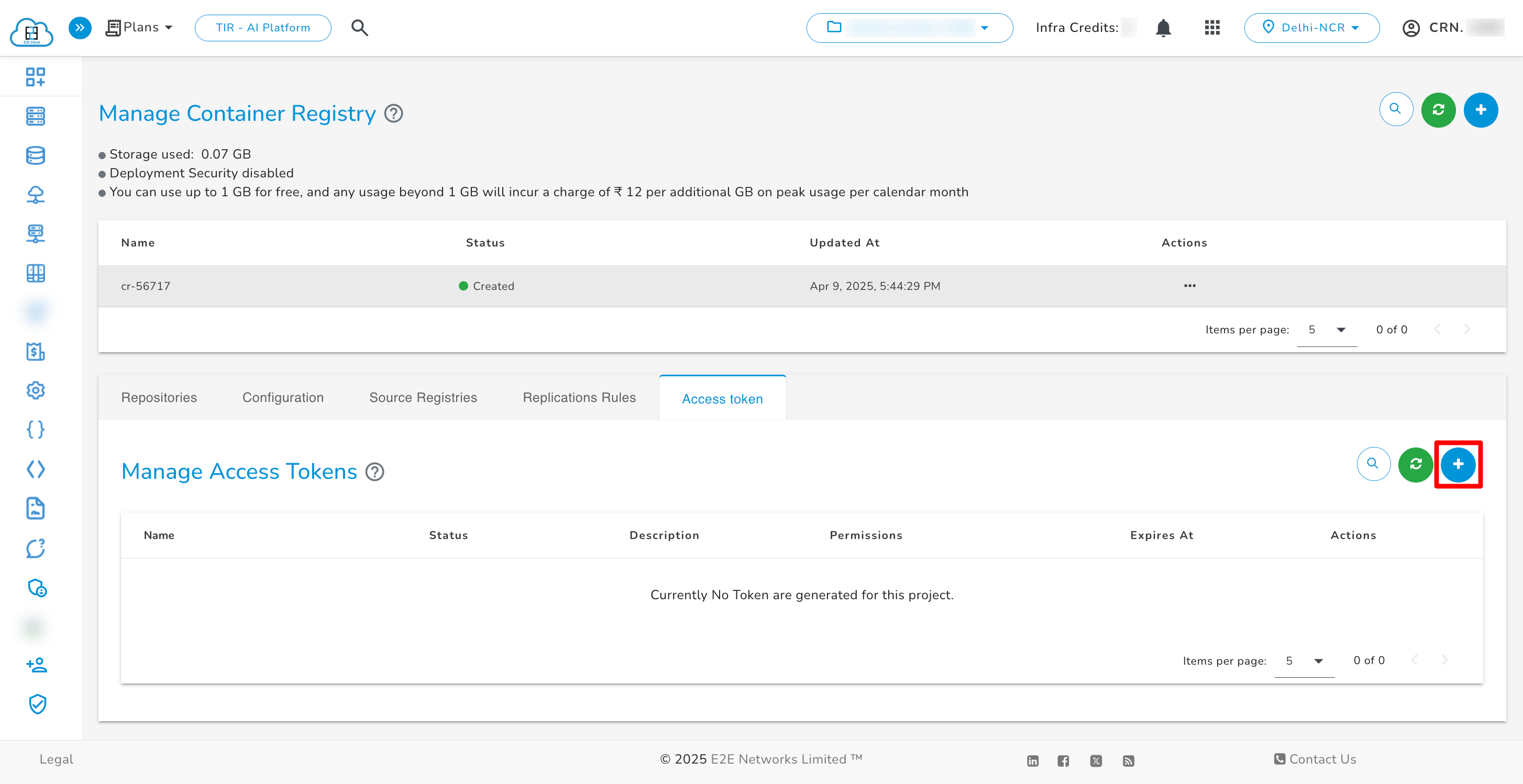 Access Tokens | E2E Cloud