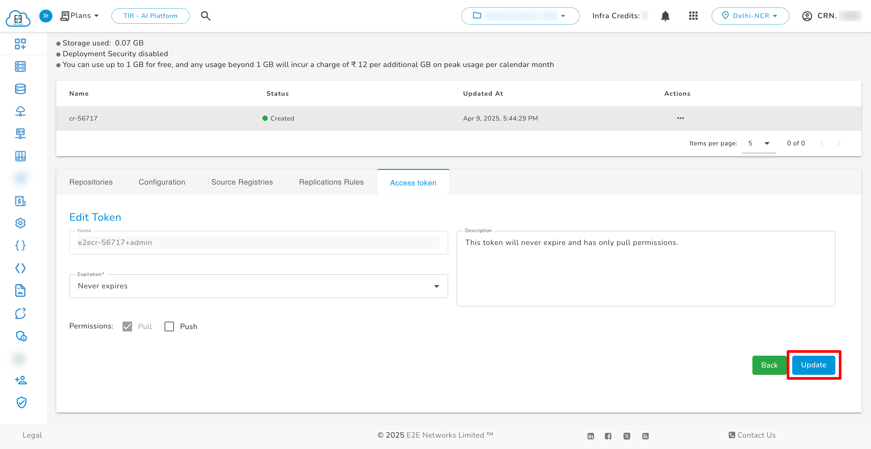 Access Tokens | E2E Cloud