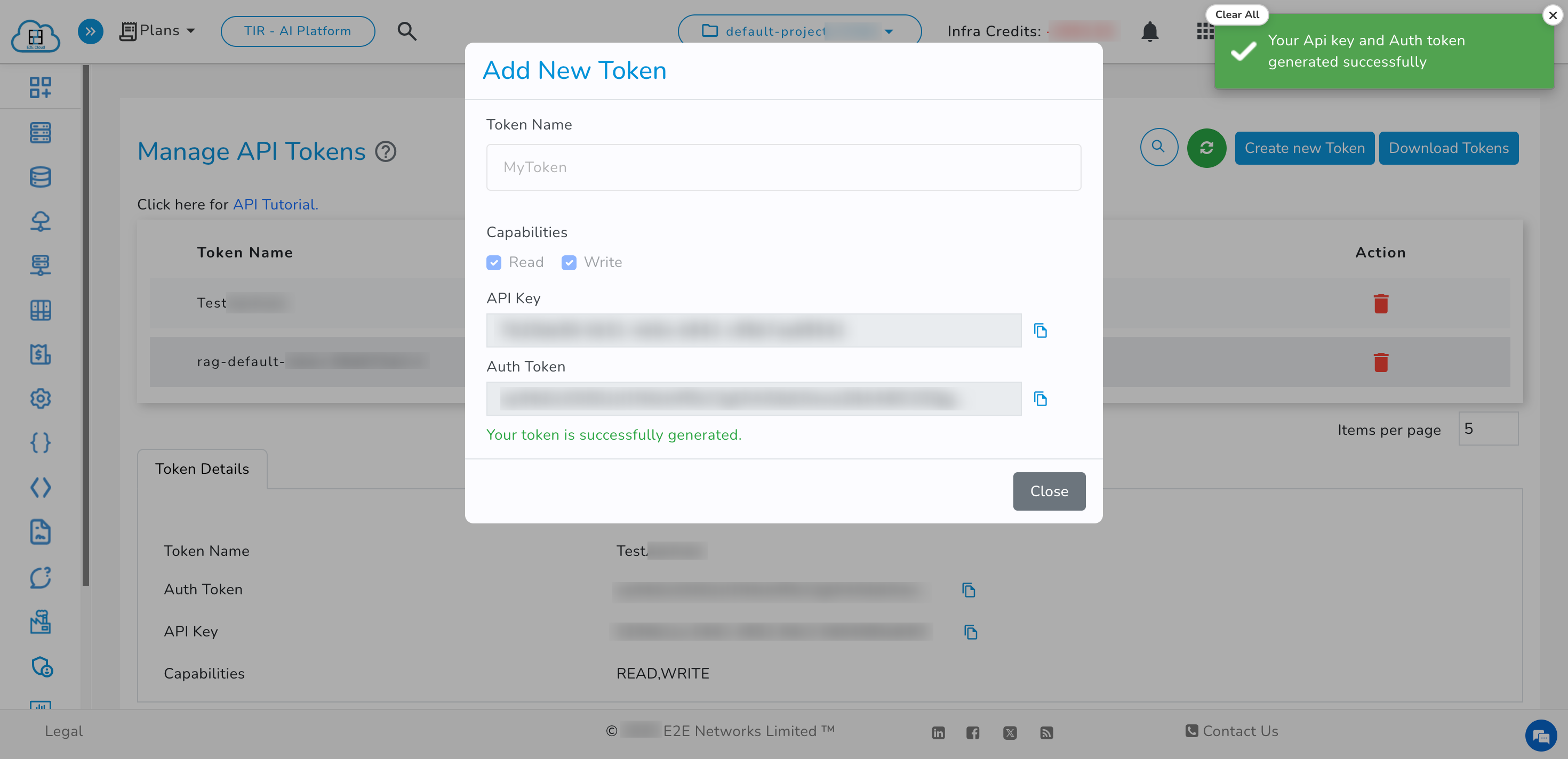 Create API Token | E2E Cloud