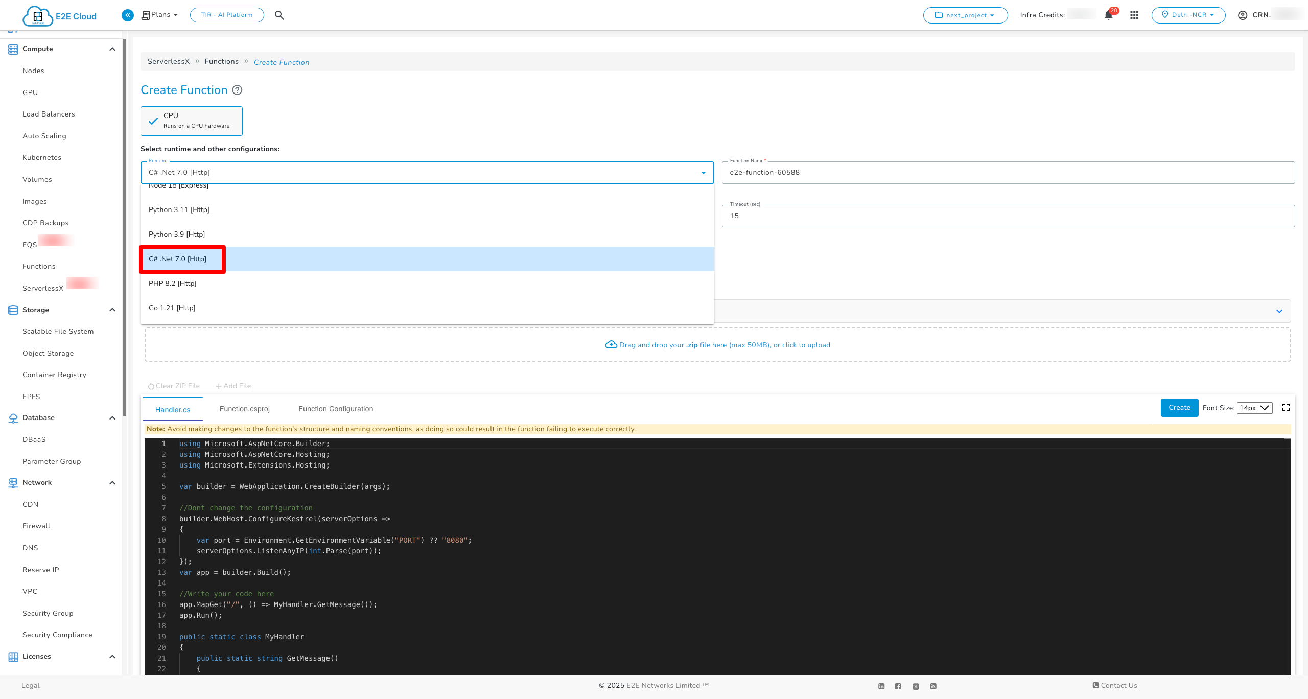 ServerlessX (FaaS) | E2E Cloud