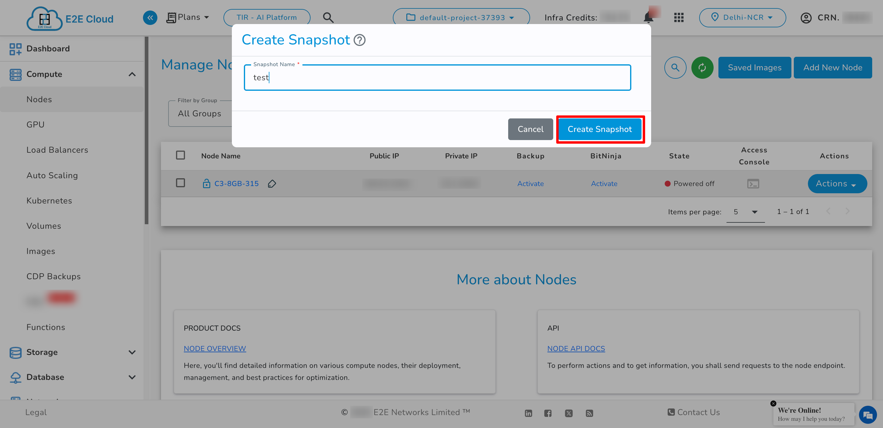 Snapshot | E2E Cloud