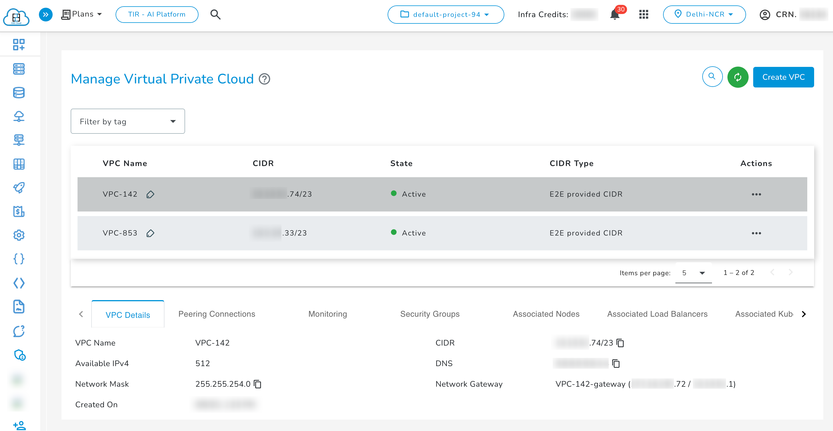 VPC Peering | E2E Cloud