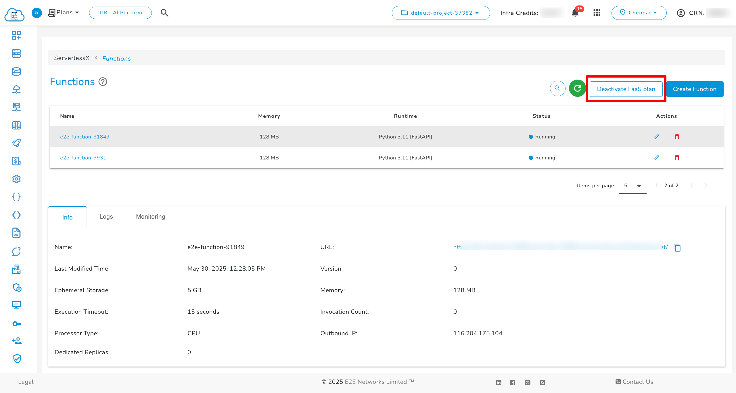 ServerlessX (FaaS) | E2E Cloud