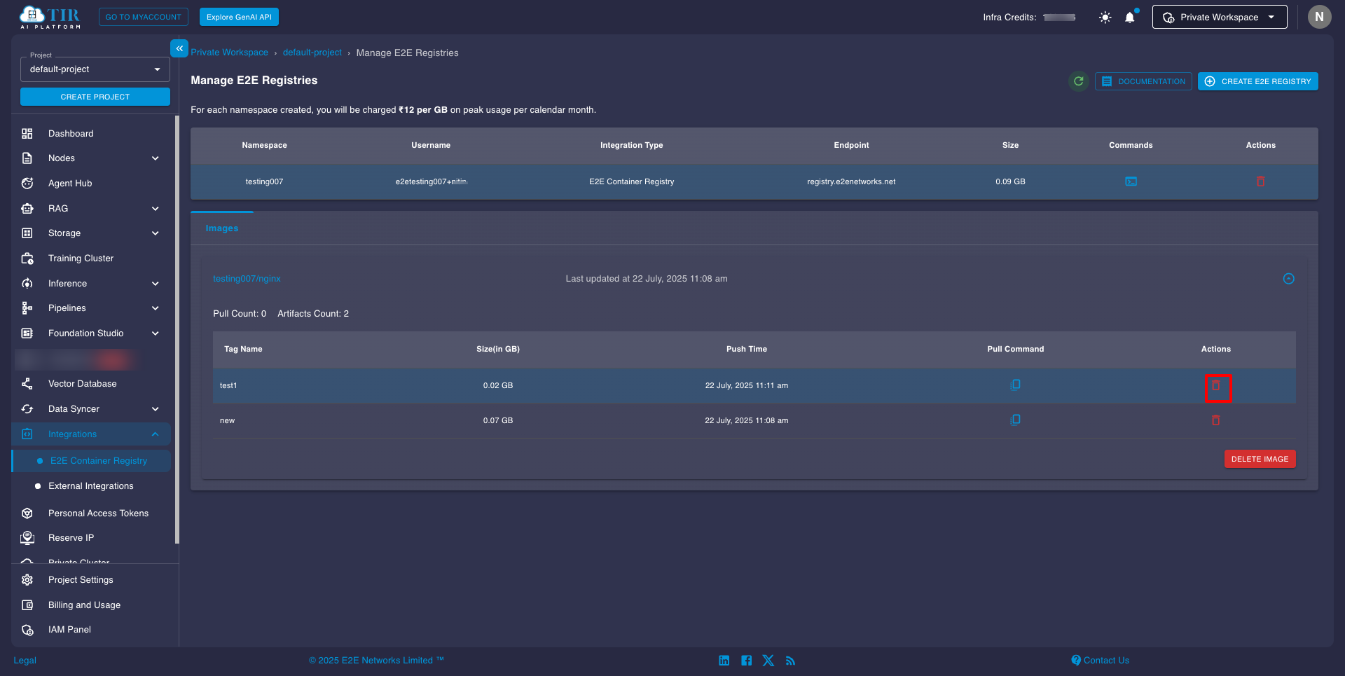 Container Registry | E2E Cloud