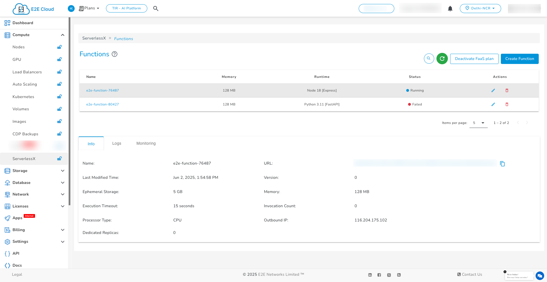 ServerlessX (FaaS) | E2E Cloud