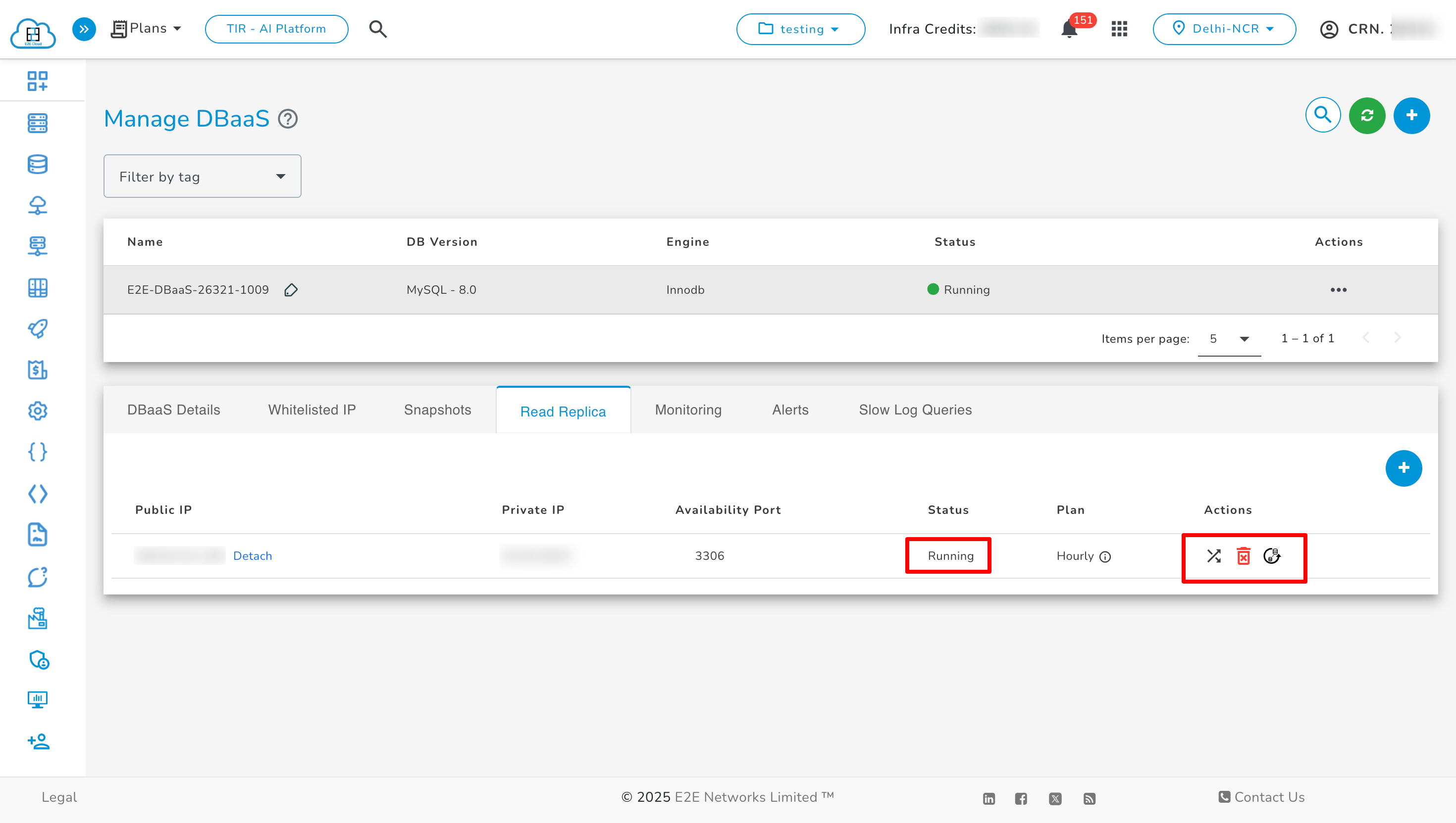 Manage your Database | E2E Cloud