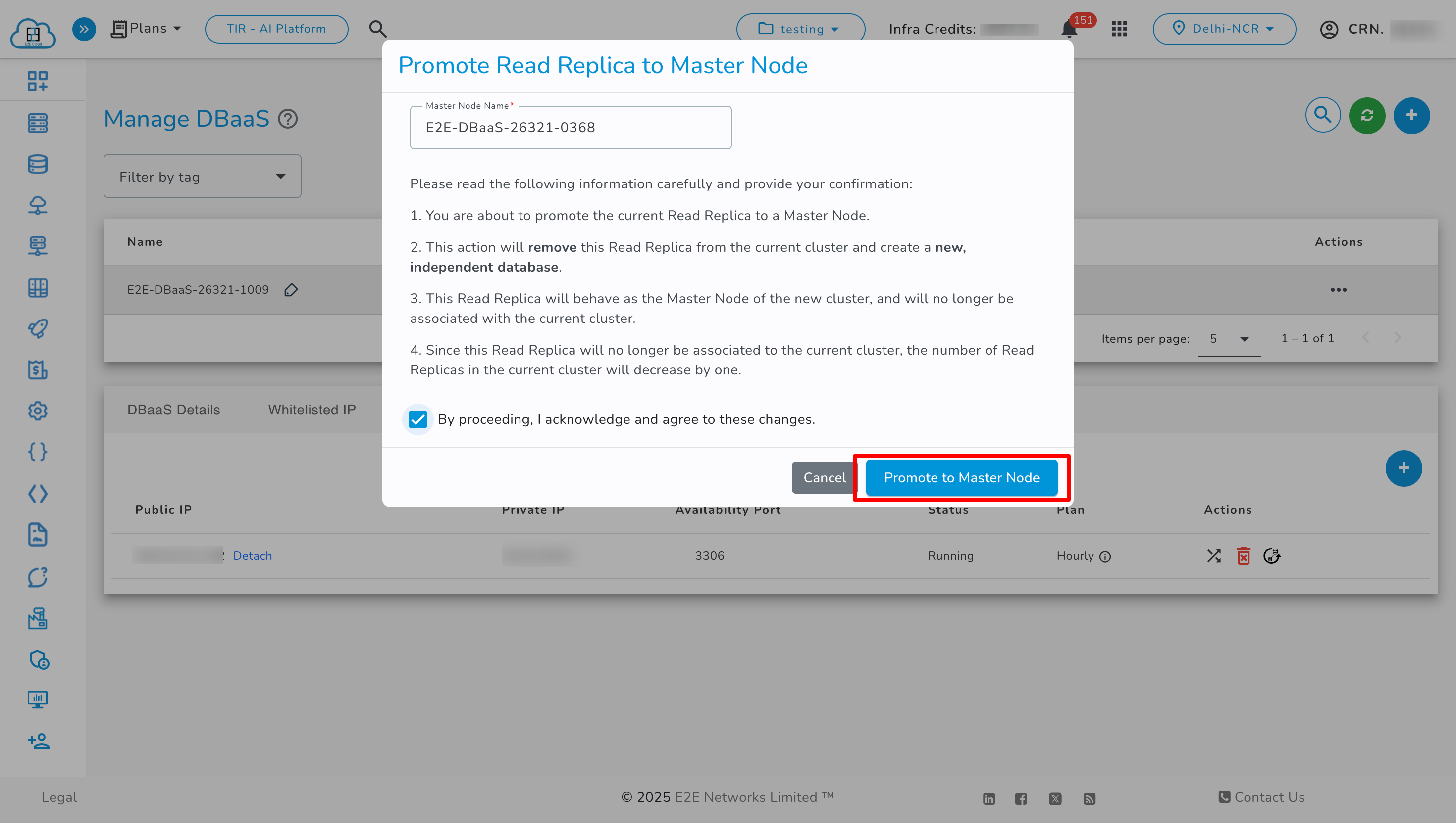 Manage your Database | E2E Cloud