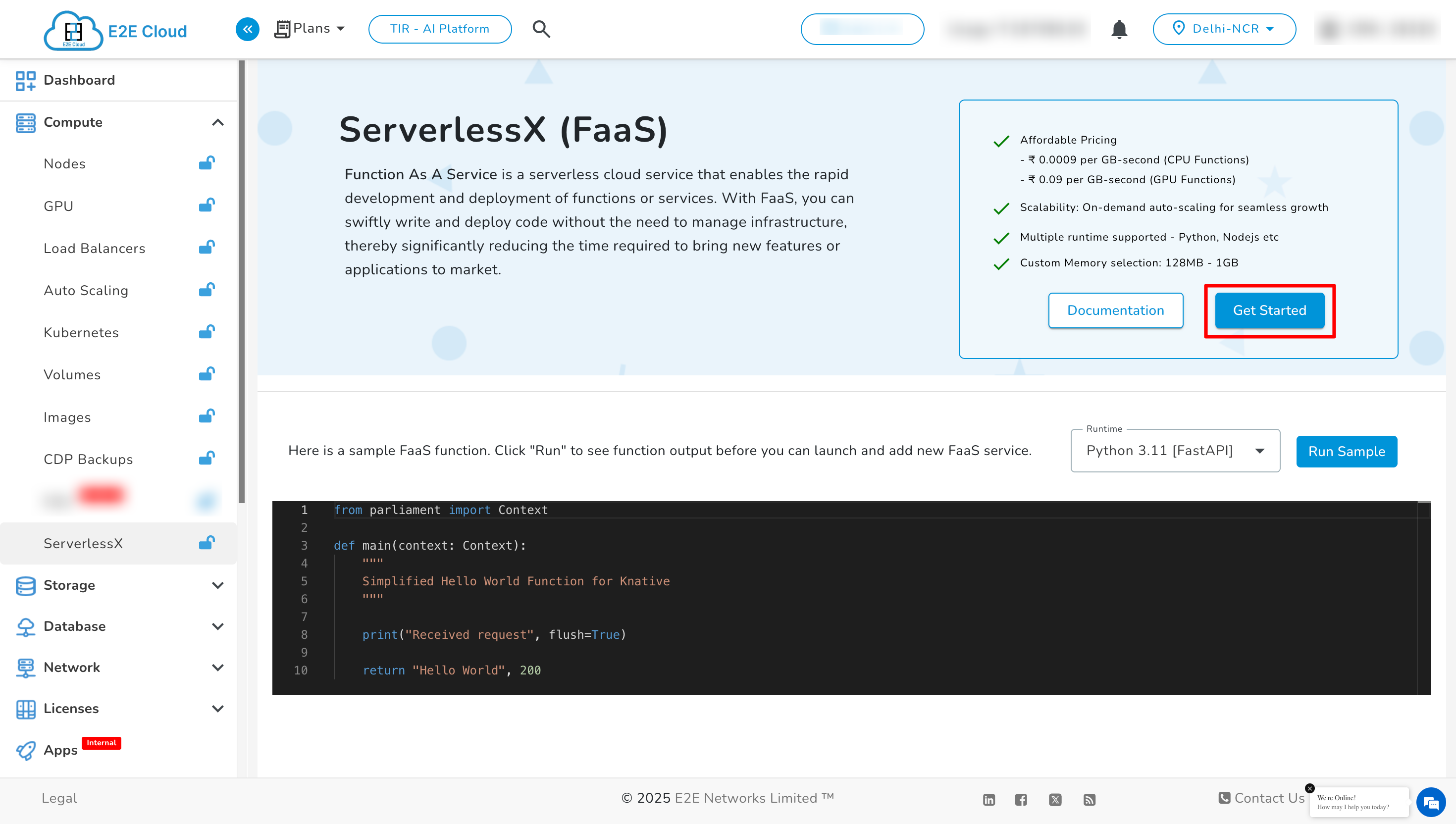 ServerlessX (FaaS) | E2E Cloud