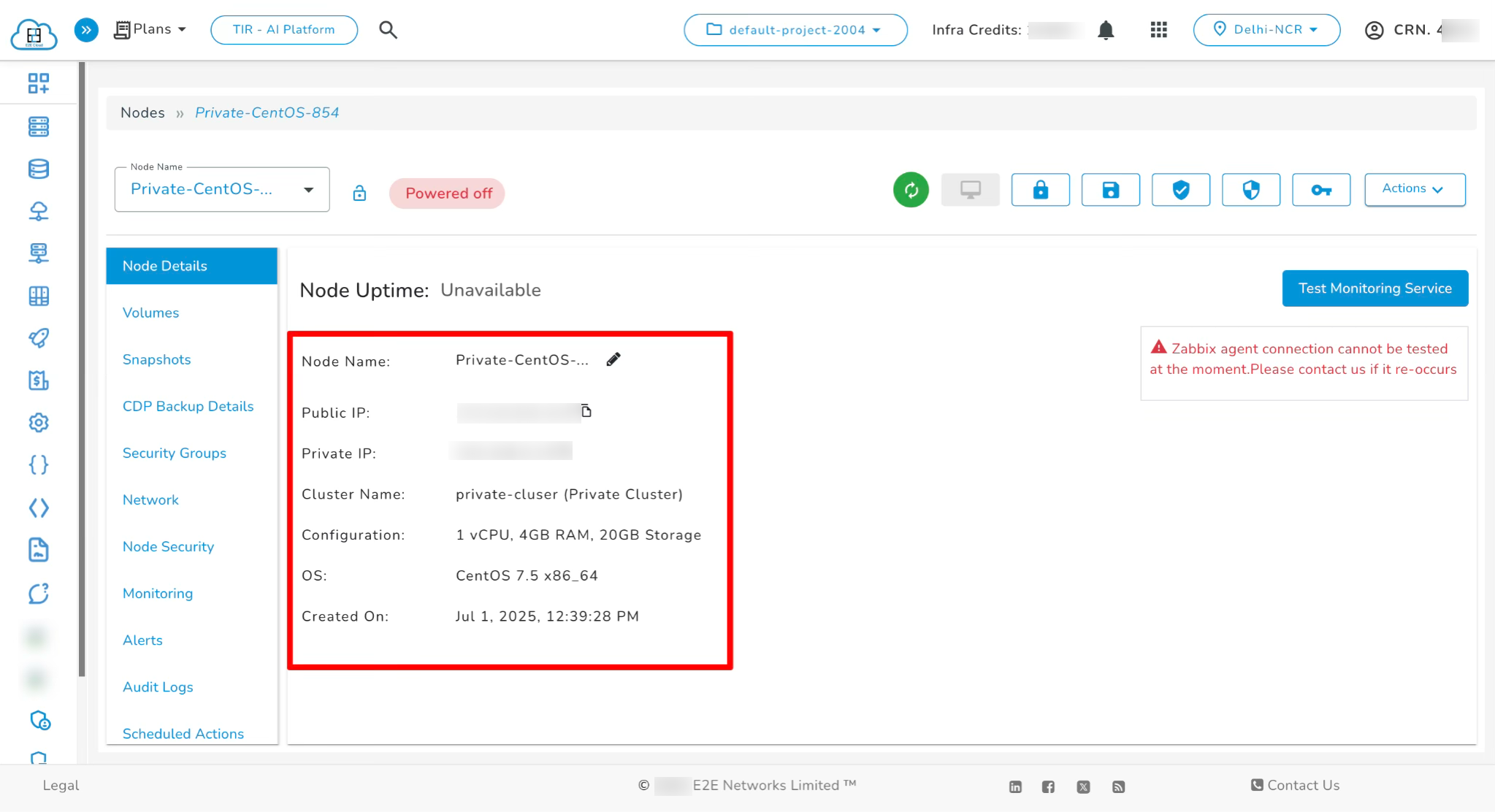 Node in Private Cluster | E2E Cloud