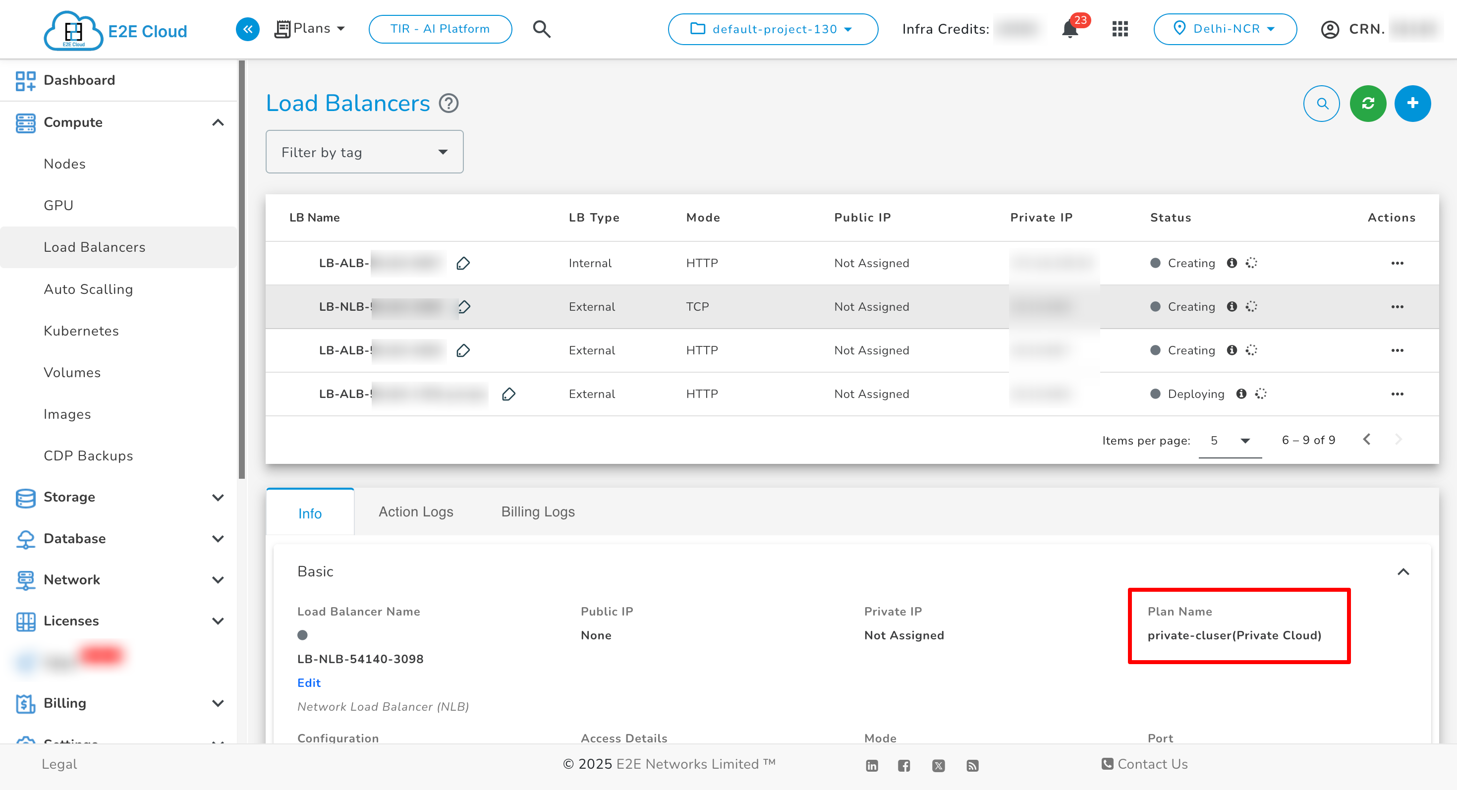 Load Balancer in Private Cluster | E2E Cloud