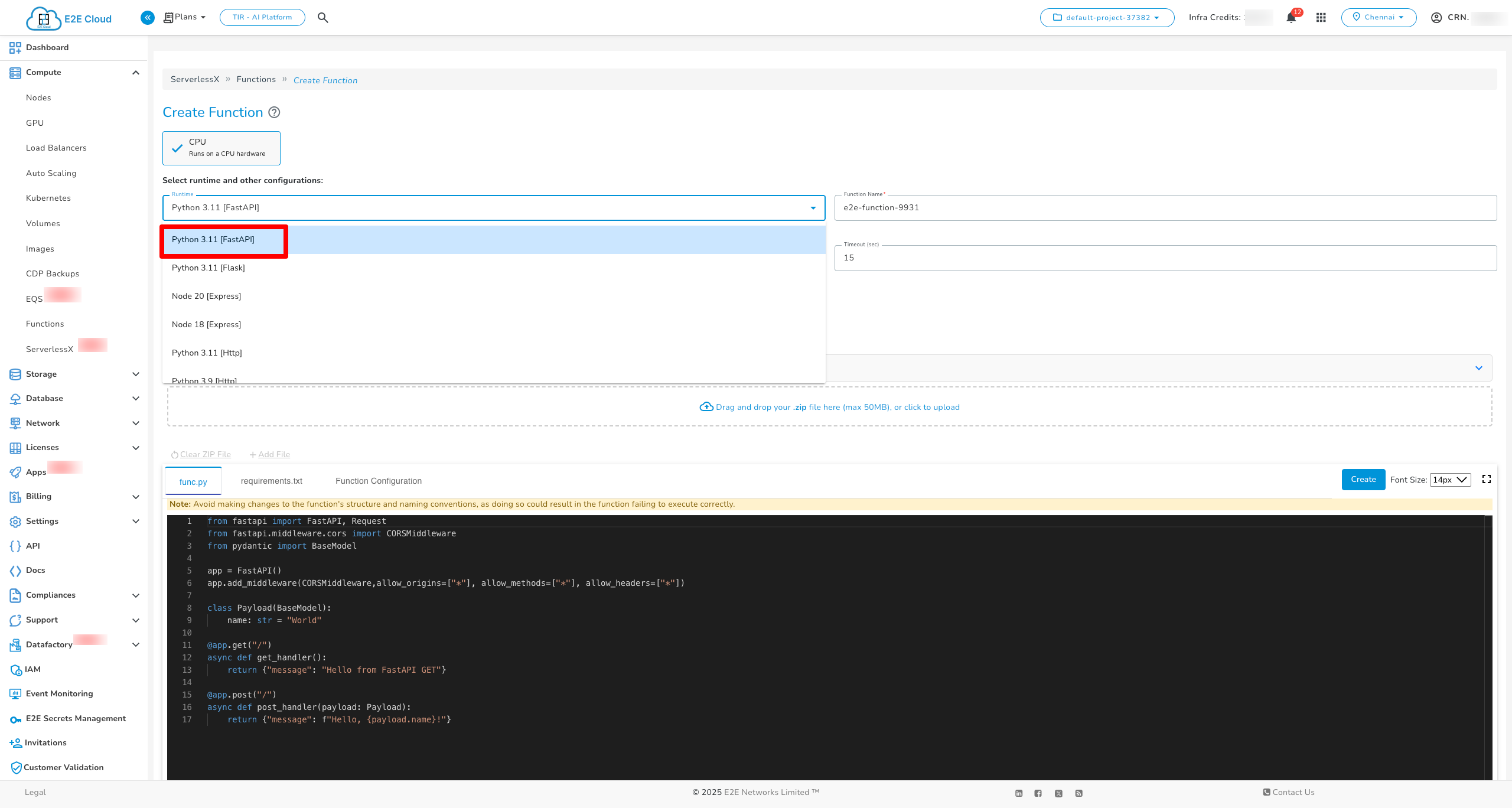 ServerlessX (FaaS) | E2E Cloud