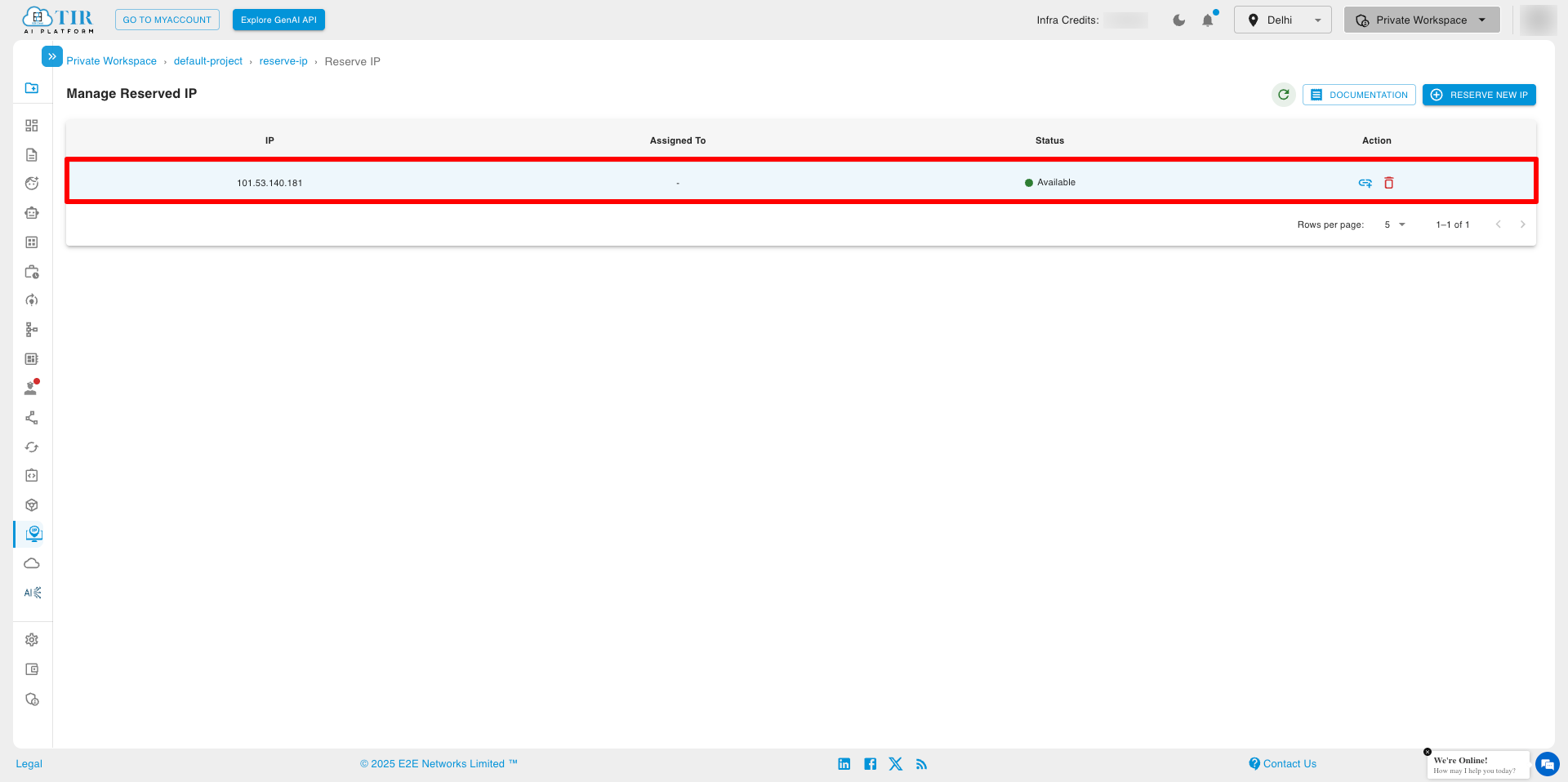 Reserve IP | E2E Cloud