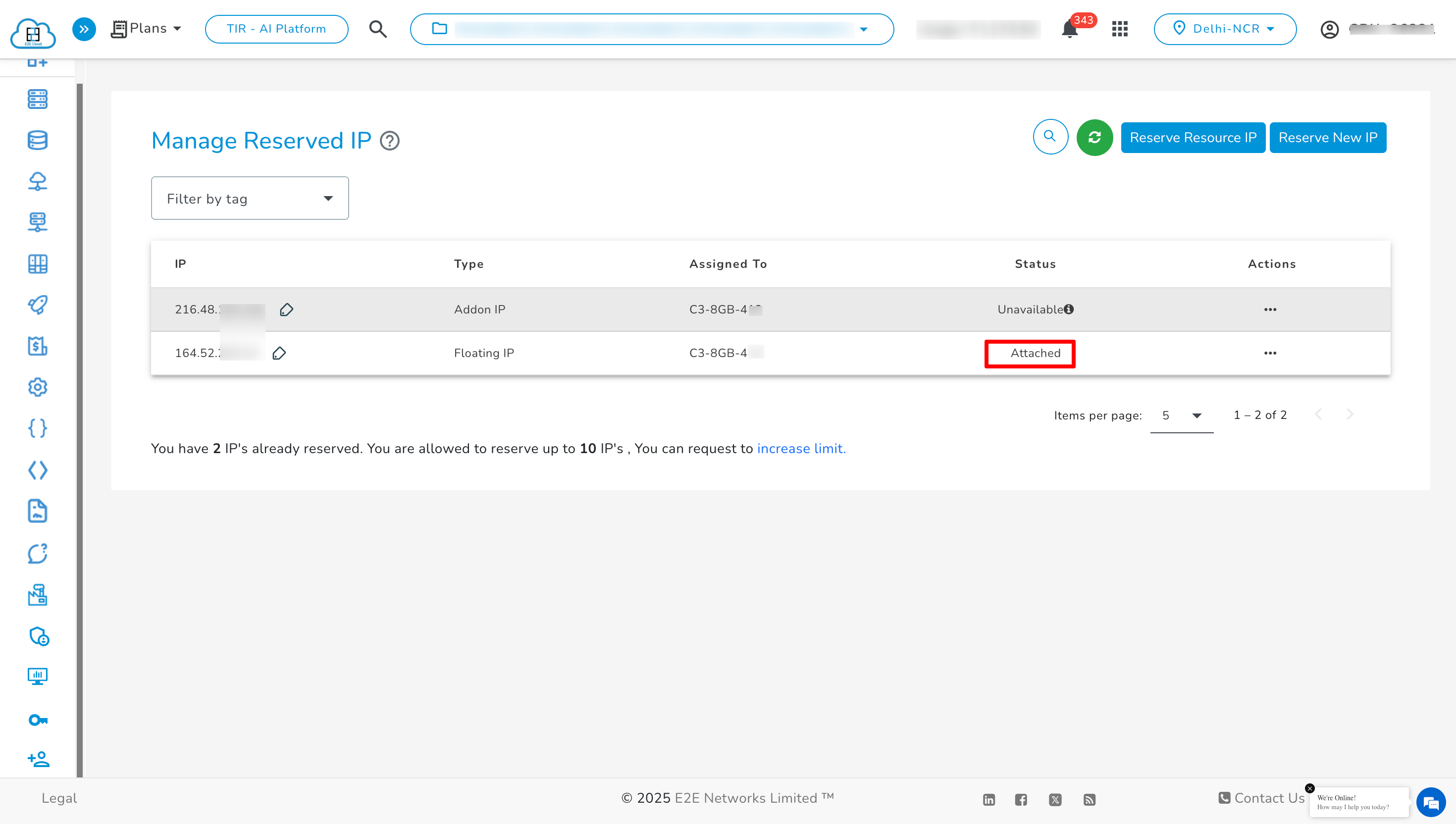Reserve IP Address | E2E Cloud