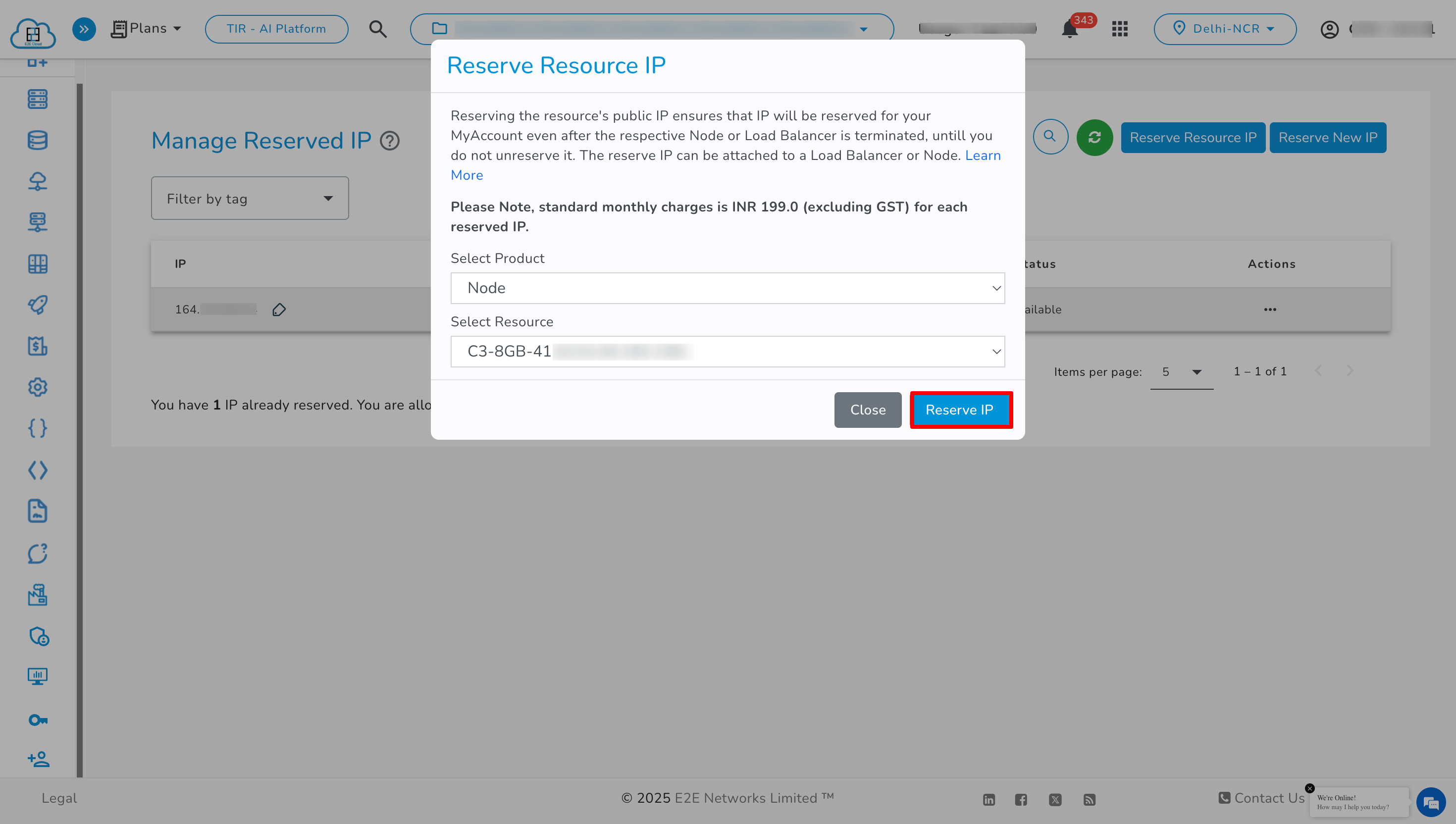 Reserve IP Address | E2E Cloud