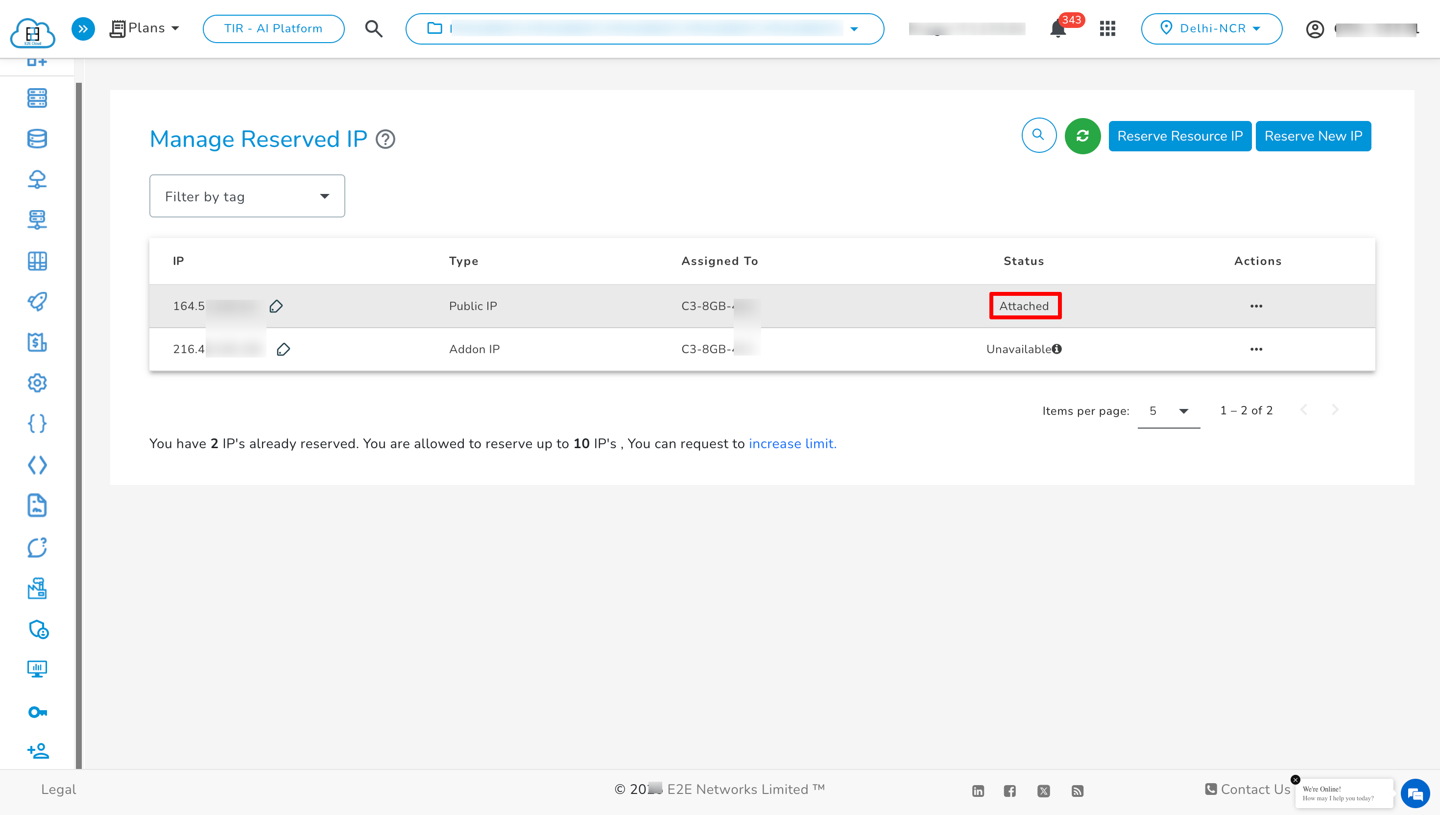 Reserve IP Address | E2E Cloud