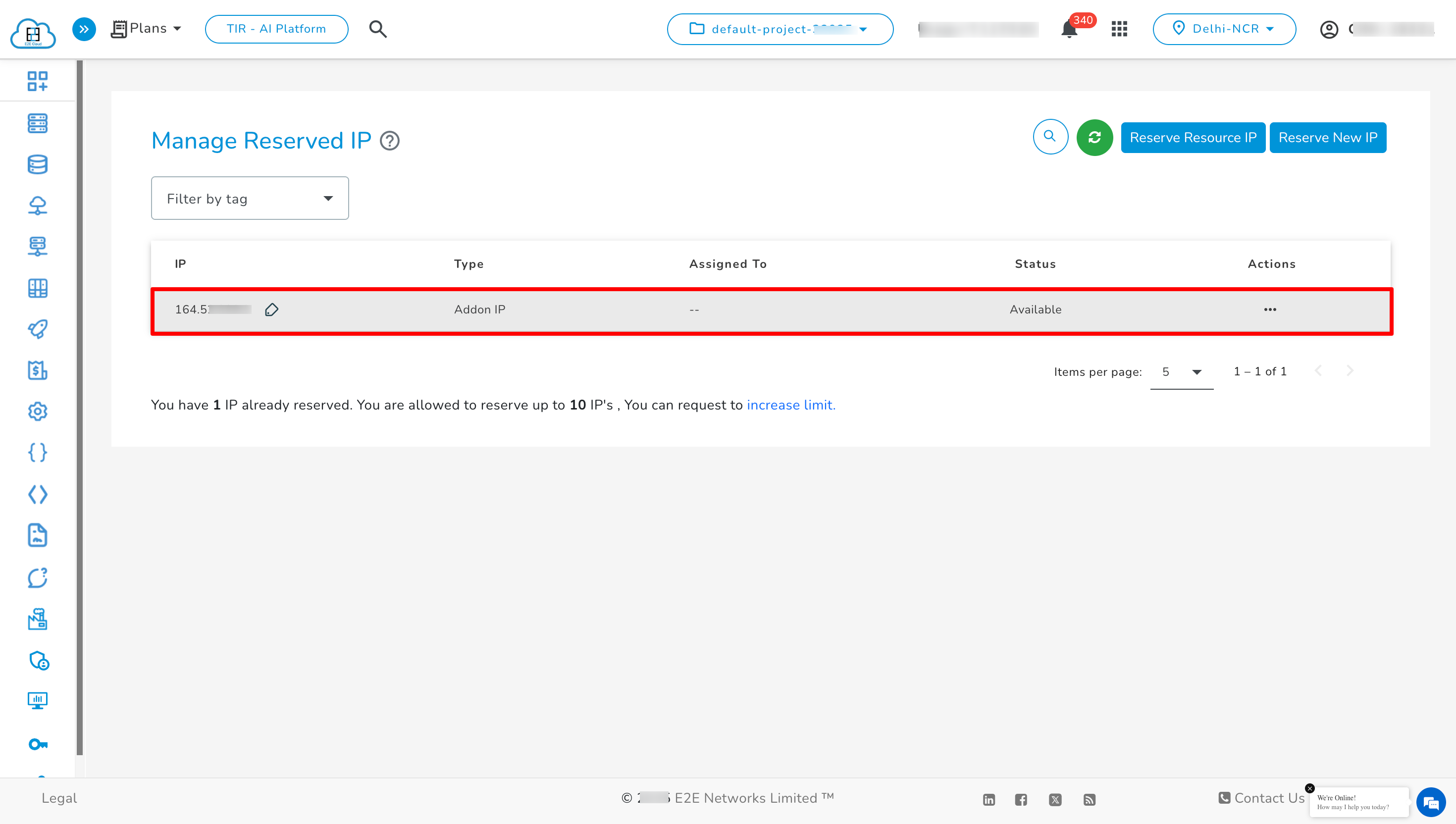 Reserve IP Address | E2E Cloud