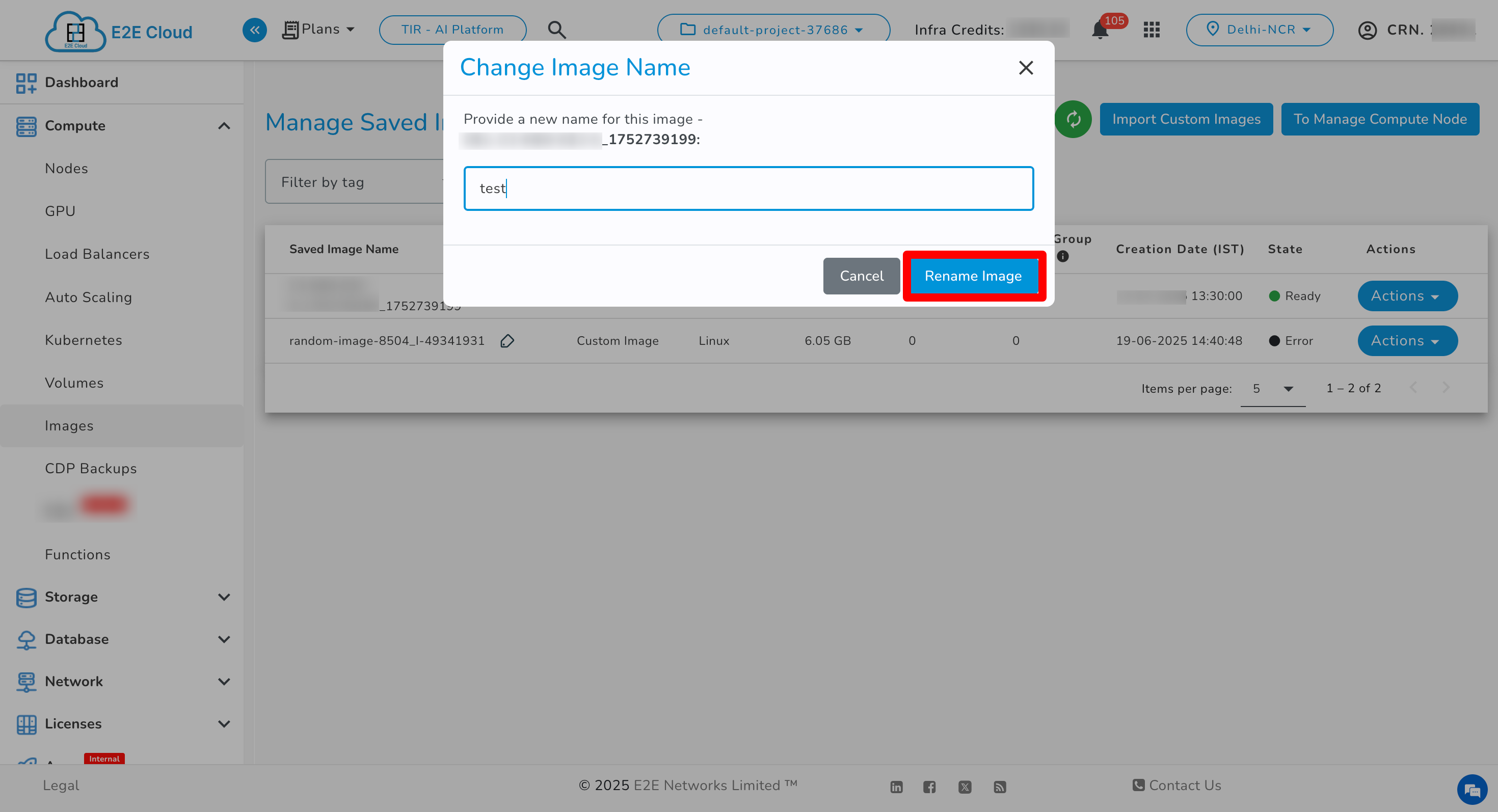 Create Image | E2E Cloud